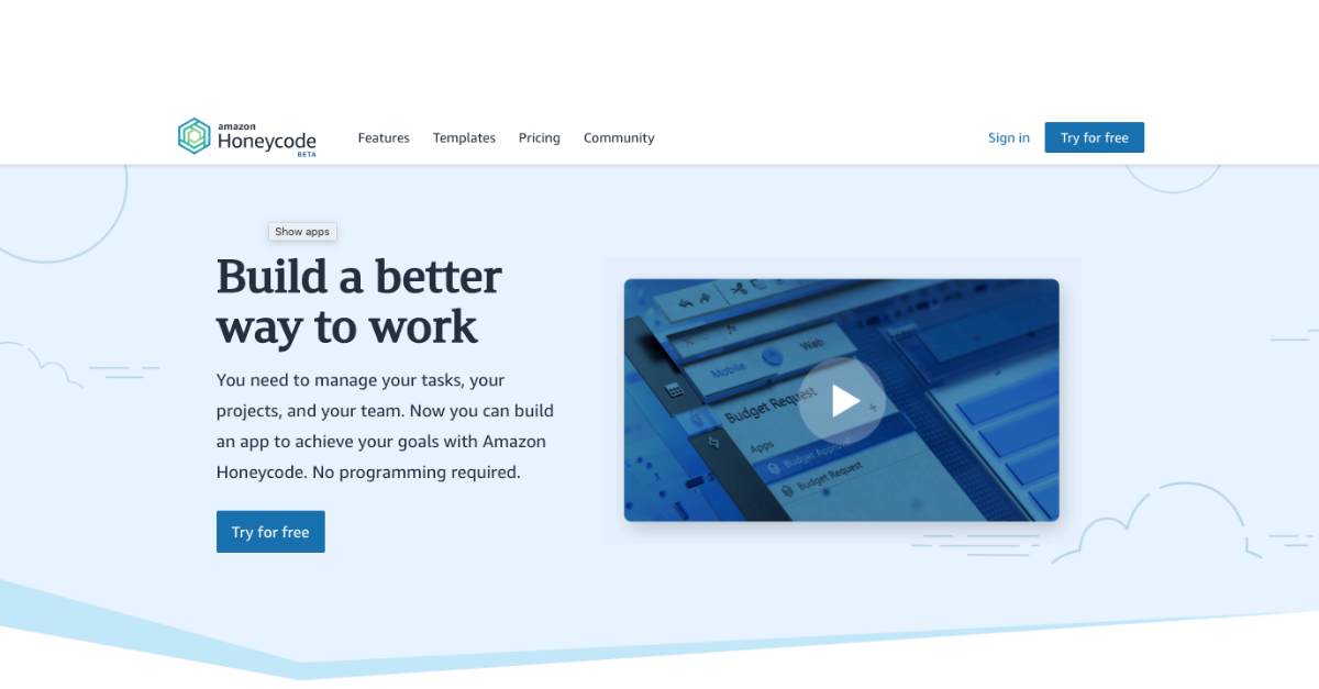 ノーコード ツール紹介 : Amazon Honeycode